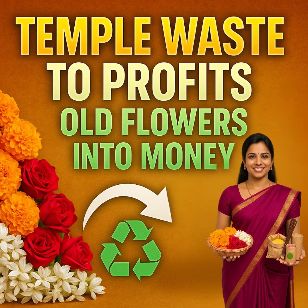 Temple Waste to Profits: Old Flowers into Money